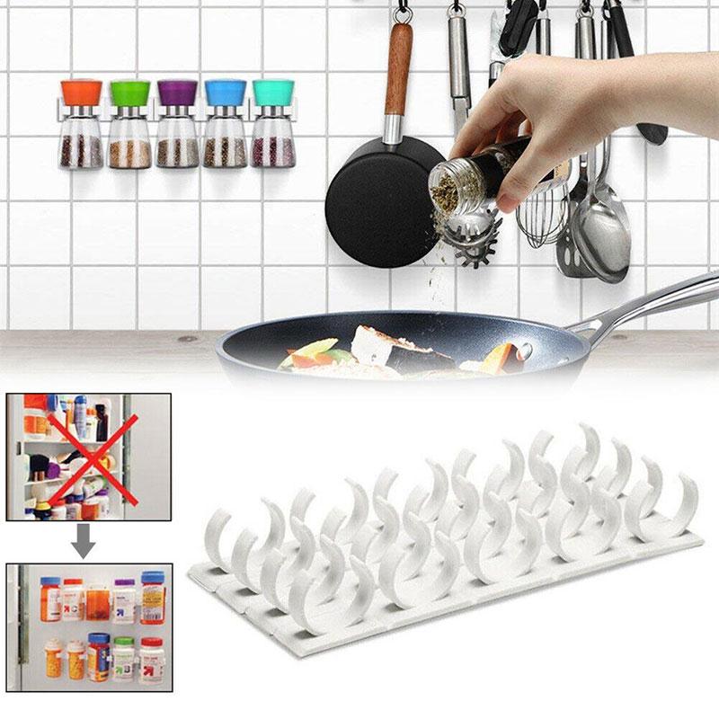 20PCS Kitchen Wall Mount Clips Set Cabinet Door Spice Bottle Storage ...