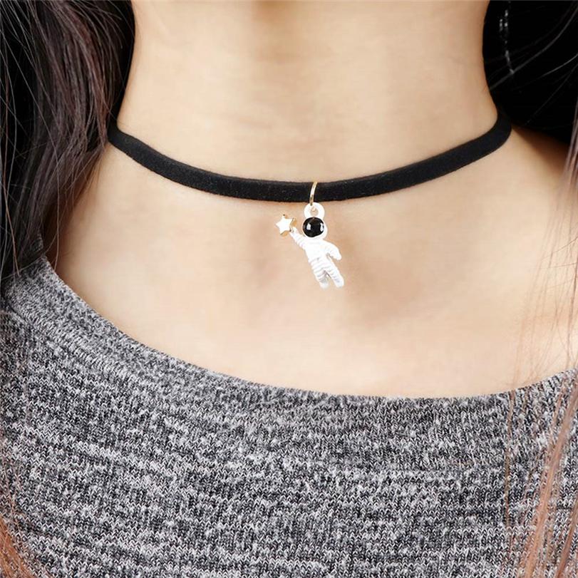 Buy Jewelry Leather Rope Astronaut Chain Necklaces Spaceman Charm at ...