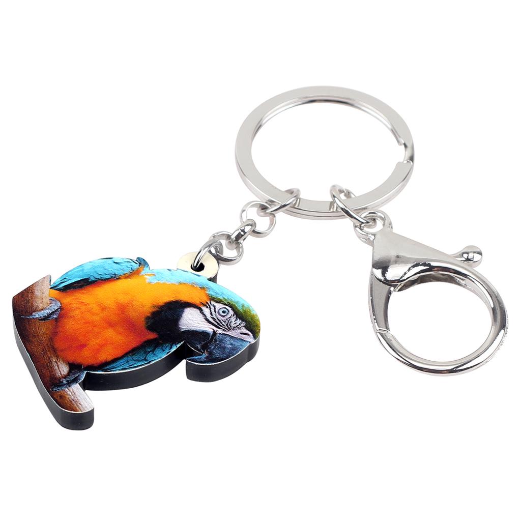 Buy Acrylic Blue-and-Yellow Macaw Parrot Bird Key Chains Ring Tropic ...