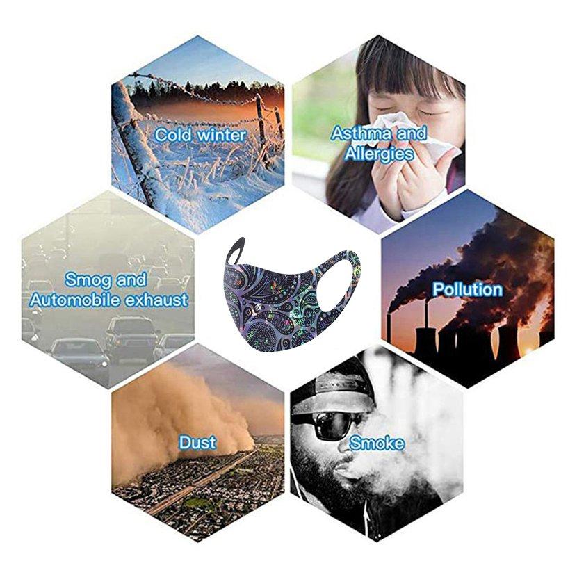 Buy Flower Print Fashion Mouth Mask Anti-Dust Anti Haze Ice Silk Face ...