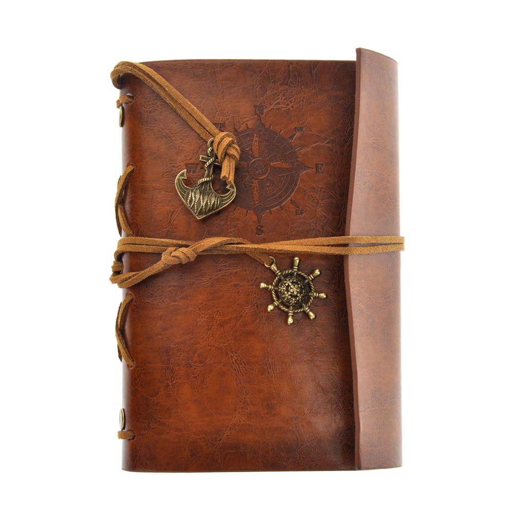 Retro Pirate Anchor PU Cover Loose-leaf String Bound Blank Notebook ...