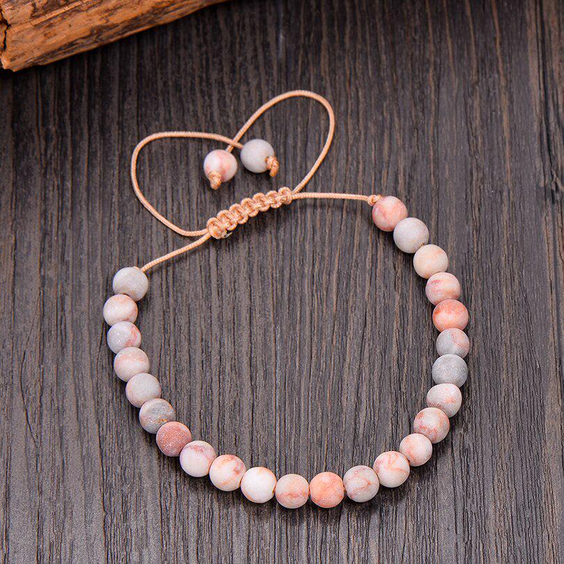 Natural Matt Beads Network Stone Bracelets Women Coffee Rope Braided ...