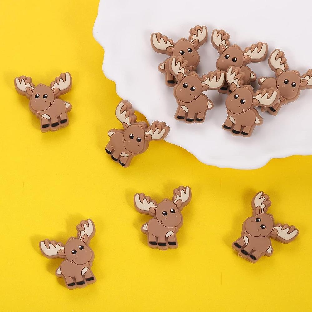 Cheap 10 Piece Silicone Animal Spacer Beads Deer Shape Cartoon beads ...