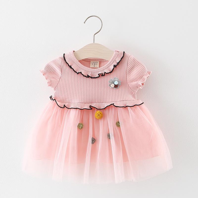 Buy Summer Cute Baby Girls Gauze Patchwork Short Sleeve Falbala ...