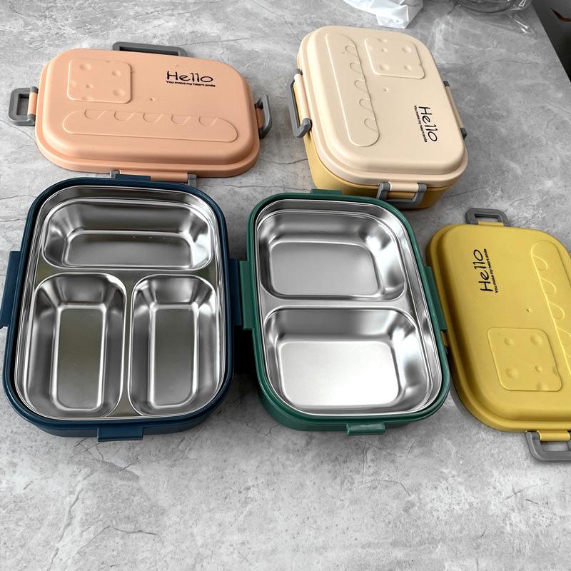 Buy Kawaii Stainless Steel Lunch Box Portable Grid Bento Box Candy ...