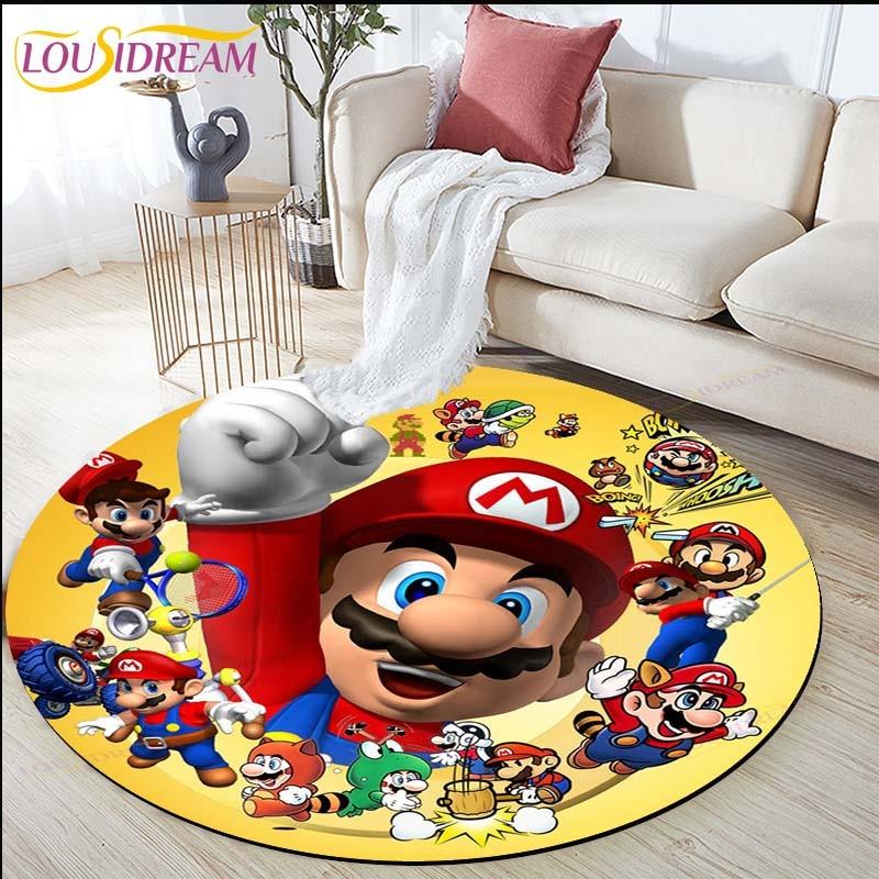 💰Kaufe Cartoon Mario Bros Print Children Carpet Area Rugs Round Carpet ...