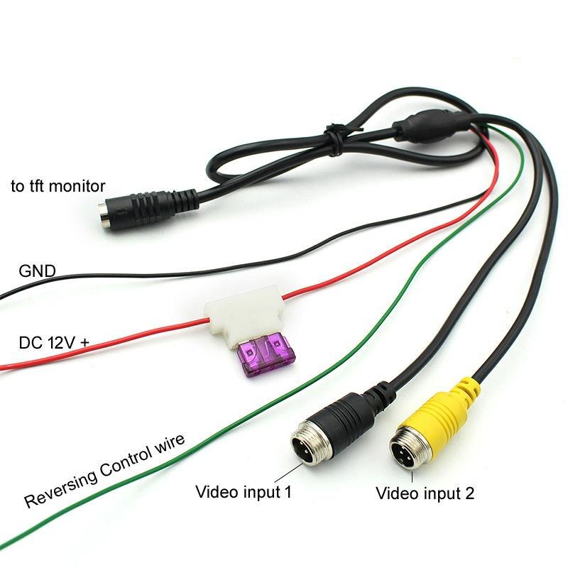 Buy Double Vehicle Back Up Reverse Camera 4-Pin Connector+7 Inch LCD ...