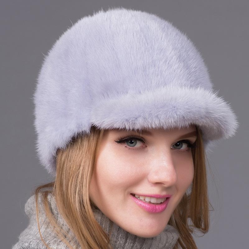 Buy Winter High Quality Mink Fur Women Warm Hat Fashion Thick Visor Hat ...