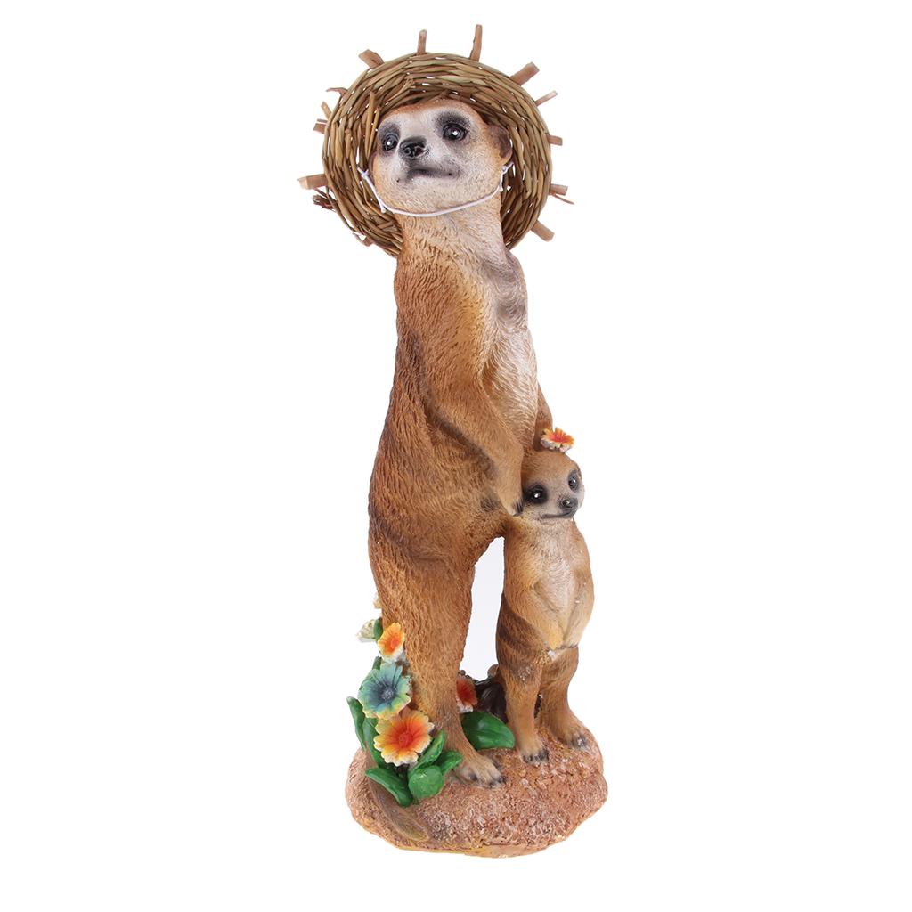 Buy Resin Craft Mongoose Statue Garden Decor Animals Straw Hats Mongoos ...