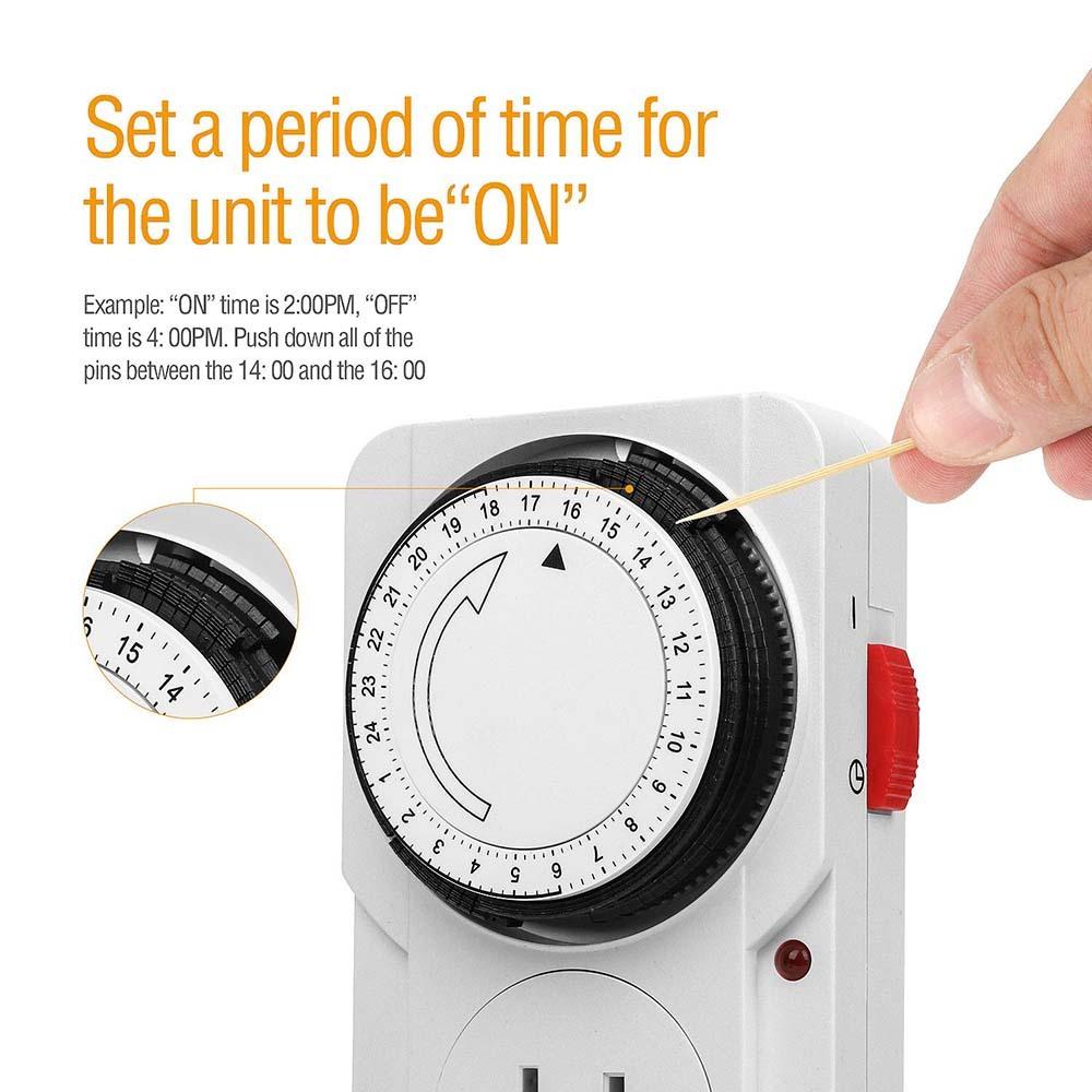 💰Kjøp 24-Hour Plug in Mechanical Programmable Electric Outlet Timer ...