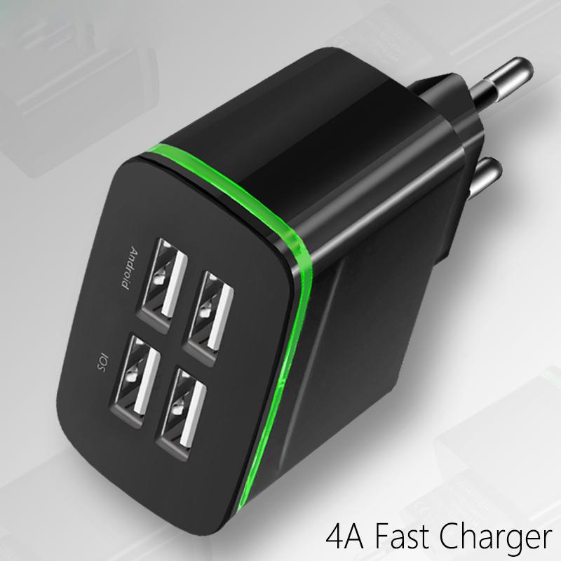 Buy 4 USB Wall Charger EU Plug Fast Charging Travel Charger Adapter ...