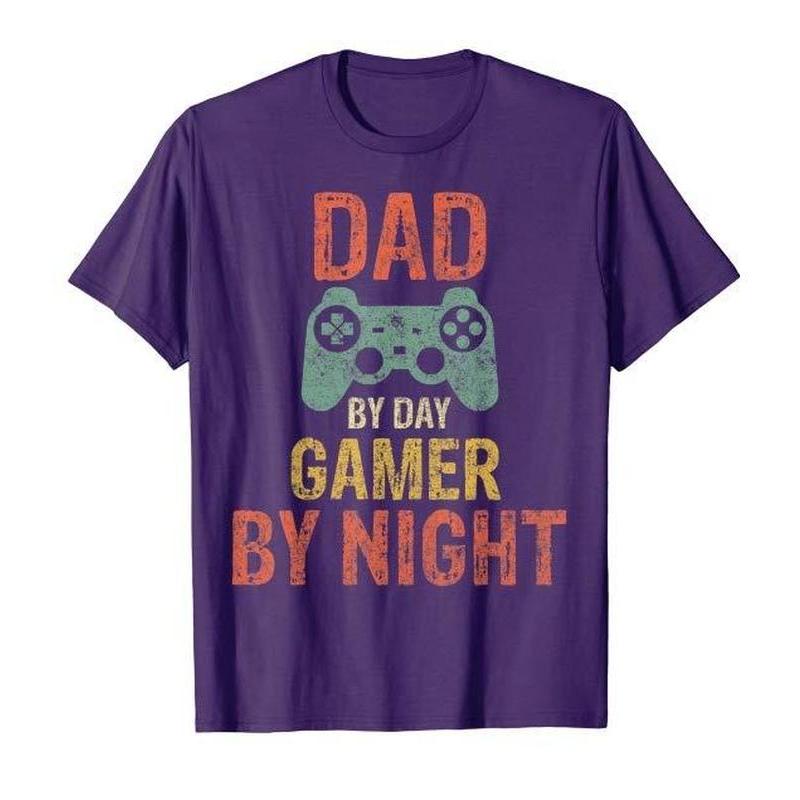 Buy Video Gamer Gift Gamer Dad Gifts Dad By Day Gamer By Night T-Shirt ...