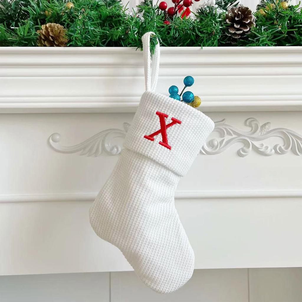 Buy Christmas Stockings Small Embroidered Letter Knitted Xmas Hanging ...