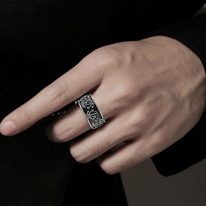 Koop Black Mushroom Shaped Rings Creative Vintage Plant Finger Rings ...