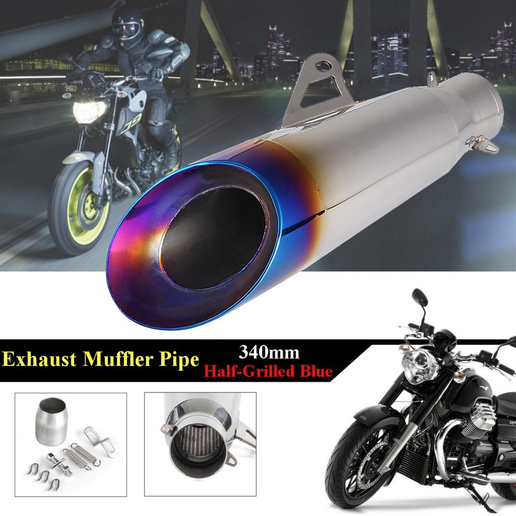 Buy 38-51Mm Oblique Outlet Half-Grilled Blue Motorcycle ATV Exhaust ...