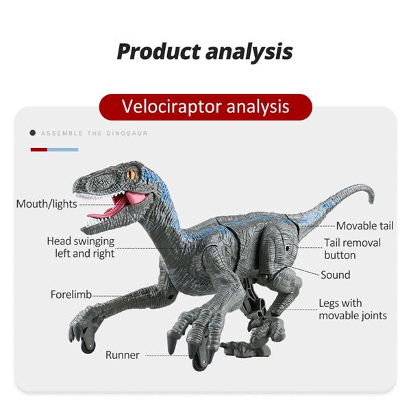 Buy 2.4G RC Dinosaur Raptor Jurassic Remote Control Velociraptor Toy ...