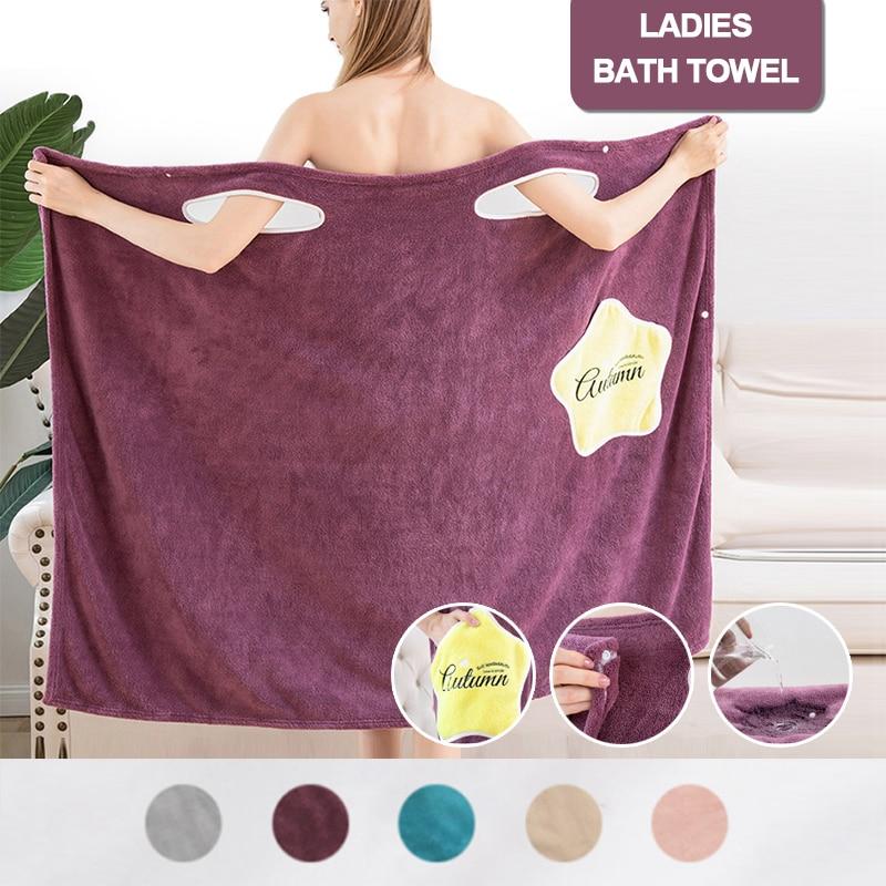 Buy Household Wearable Bathrobes Women Microfiber Soft And Skin-Friendly Absorbent Bath Towels ...