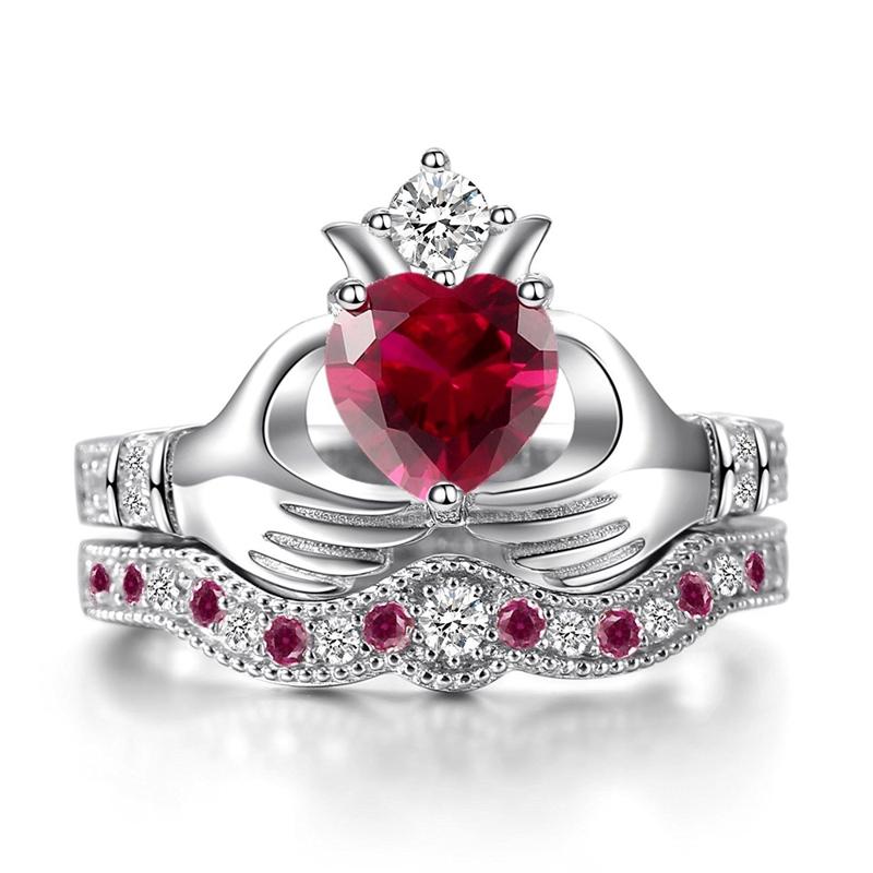 Cumpără 2buc / Set moda de argint culoare inima forma stras inel Set ...