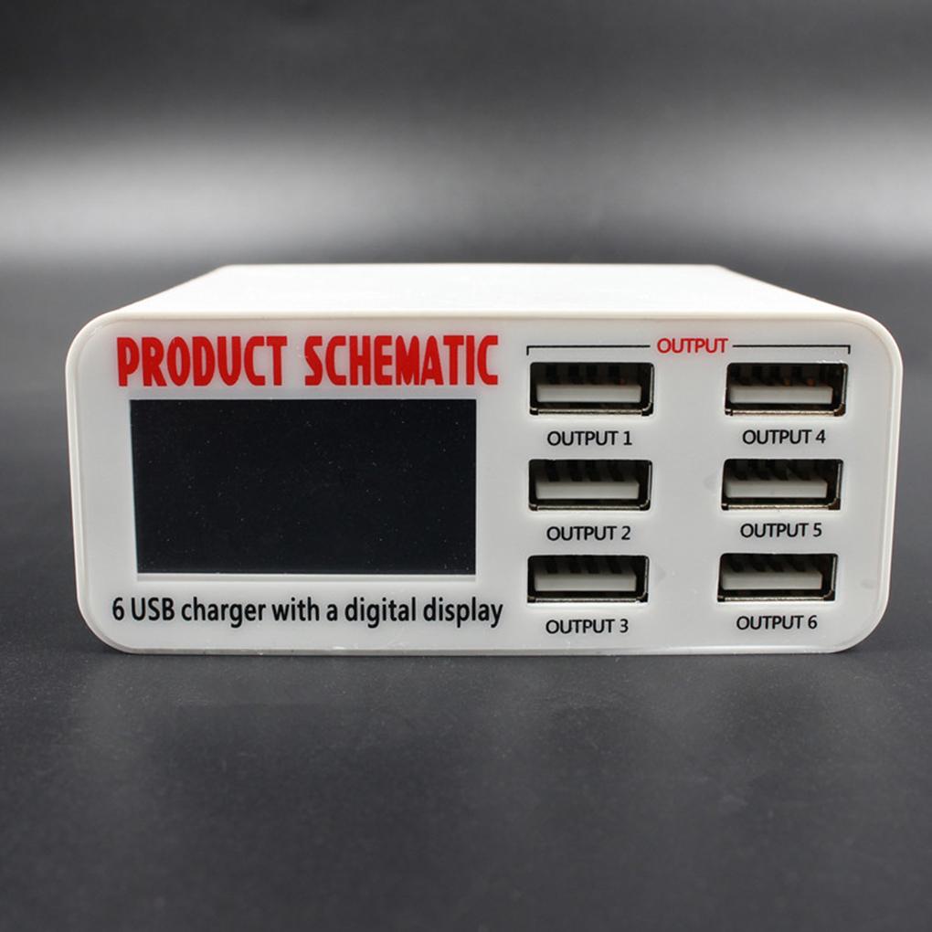 Buy 6 Ports USB Charger LCD Digital Display Smart Charging Station ...
