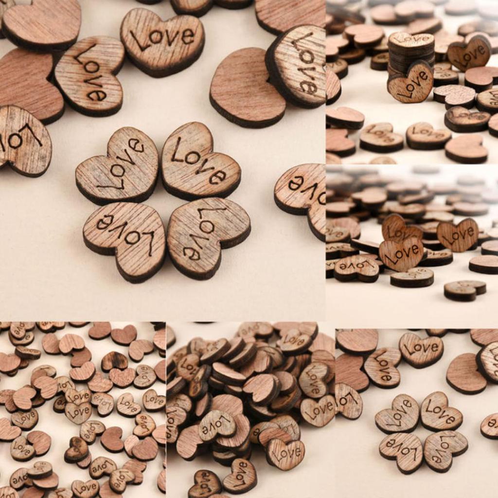 Buy 100pcs Stars Wedding Rustic Wooden Love Heart Table Scatter Crafts ...