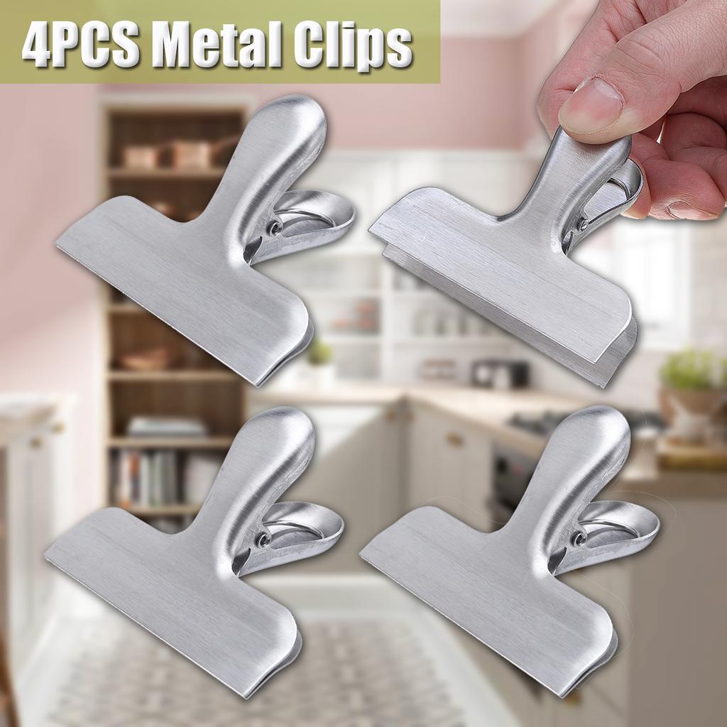 Buy 4pcs Durable Metal Chip Bag Clips Stainless Steel Kitchen Storage ...