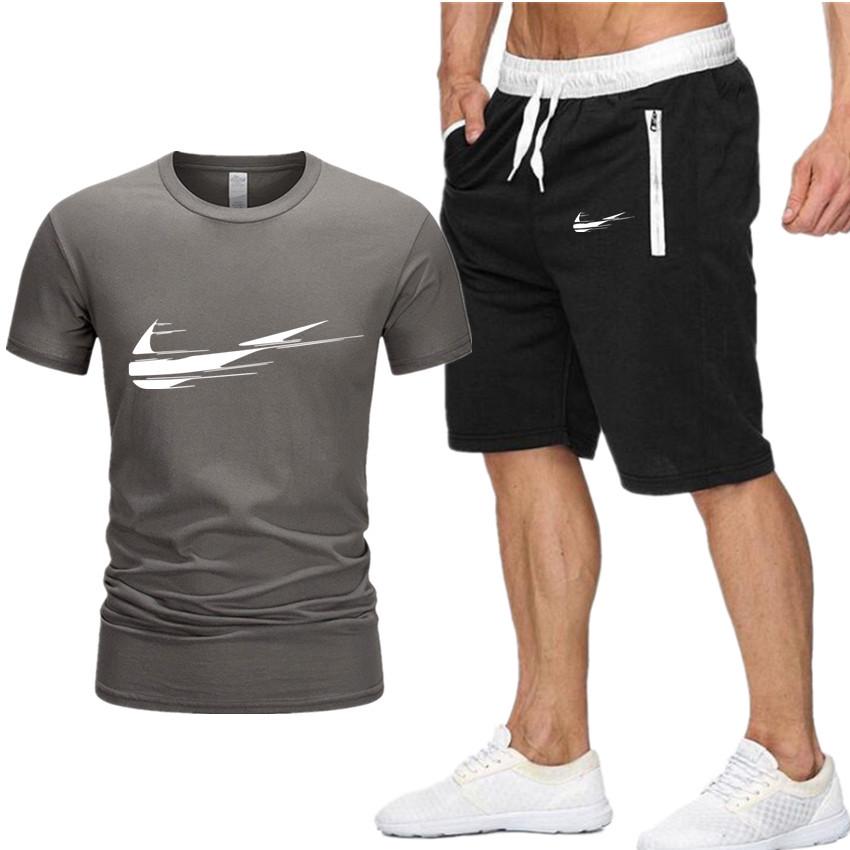 Buy Men Fashion Spring Summer Tracksuits 2 Pcs Set Short Sleeve Sport ...