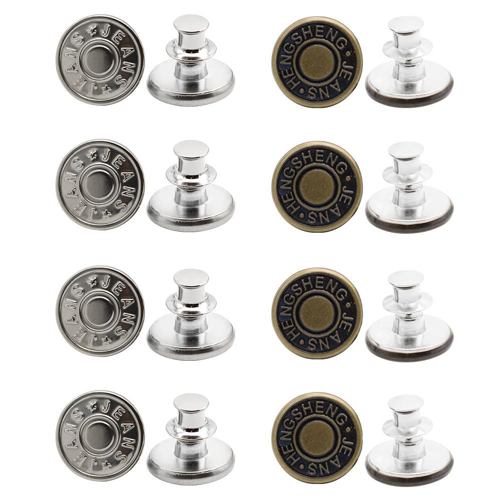 Buy 8/6/4pcs Button for Jeans, 17mm No Sewing Metal Jean Denim ...
