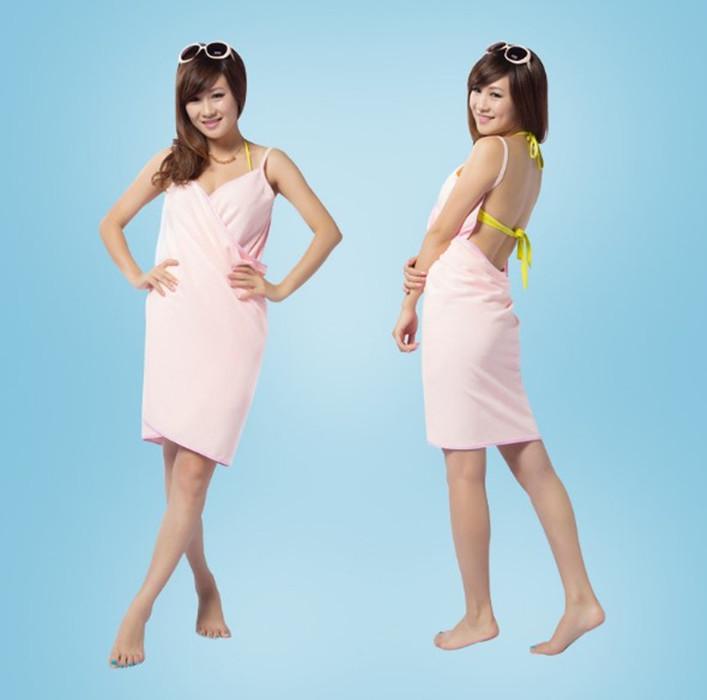 70x140cm Microfiber Wearable Towel Bathrobe Fast Dry Wash Clothing Wrap Bath Towels Beach Dress ...