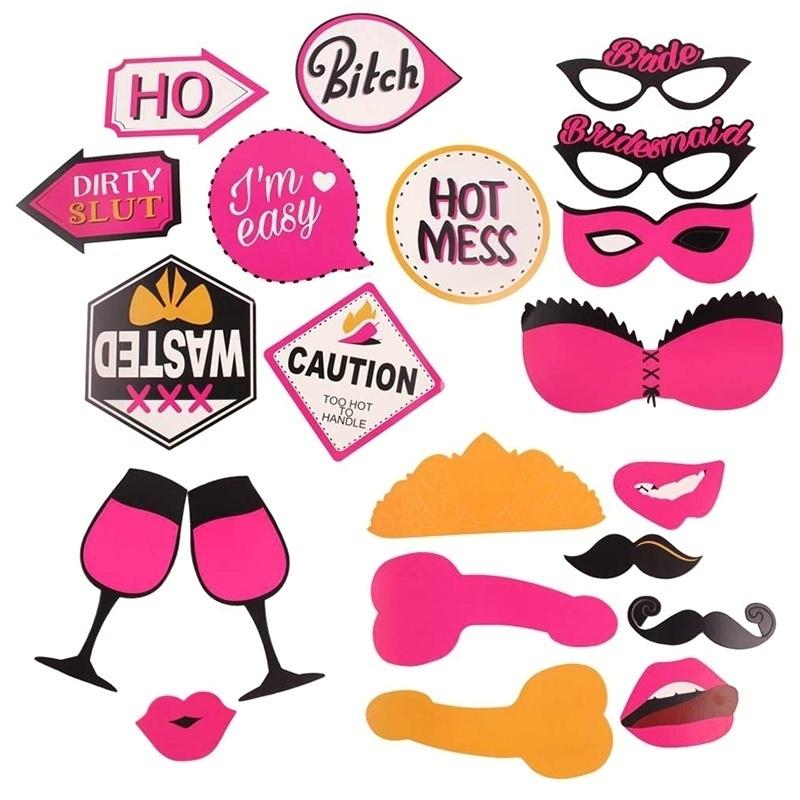 21pcs Photo Booth DIY Mask Props Mustache Hen Party Stick Wedding Party ...