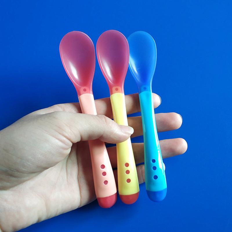 Buy 2pcs Temperature Sensing Spoon and Fork Set Baby Safety Feeding ...