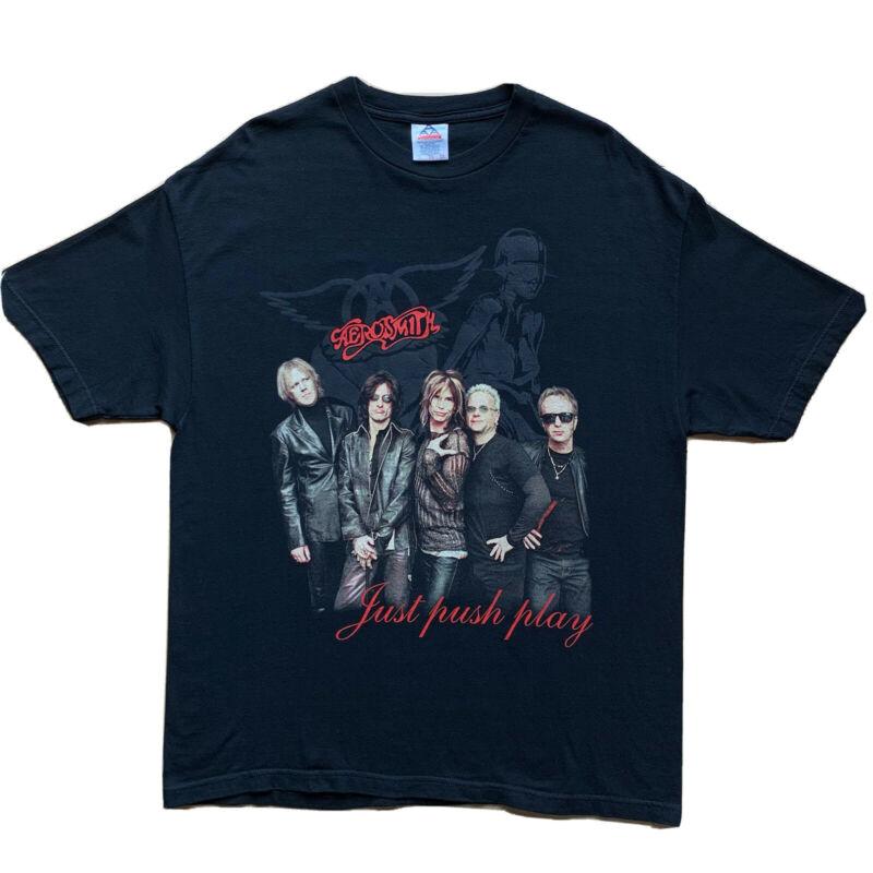 Buy Aerosmith Just Push Play Tour Vintage Shirt Xl Men Loose O Neck ...