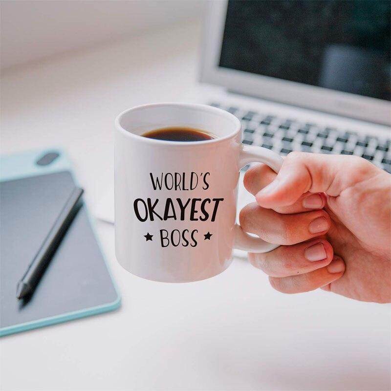 Buy World’s Okayest Boss Coffee Mugs Christmas/Birthday/White Elephant ...