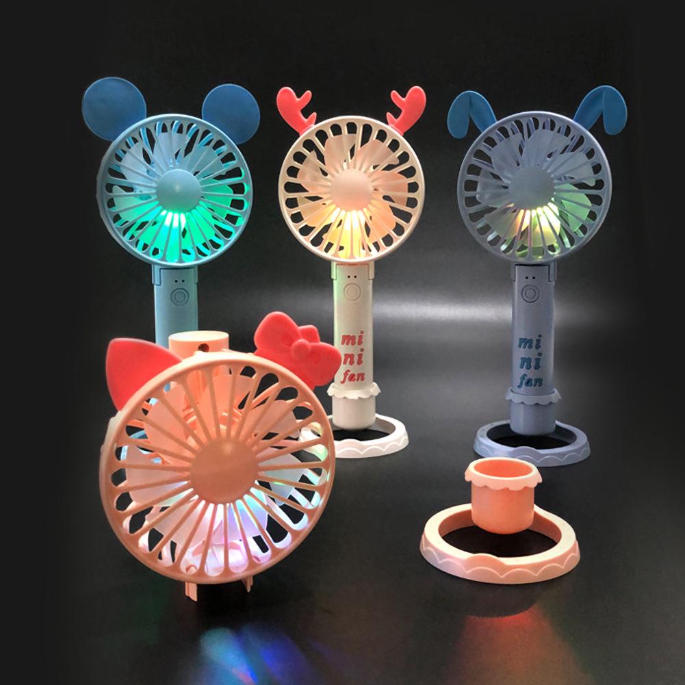 Buy Portable Cute Cartoon Colorful LED Bubble Blower Summer Cooling Fan ...