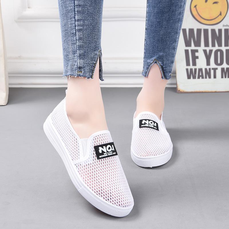 Buy Summer New Style Net Shoes Women Breathable Casual Flat Bottom One ...