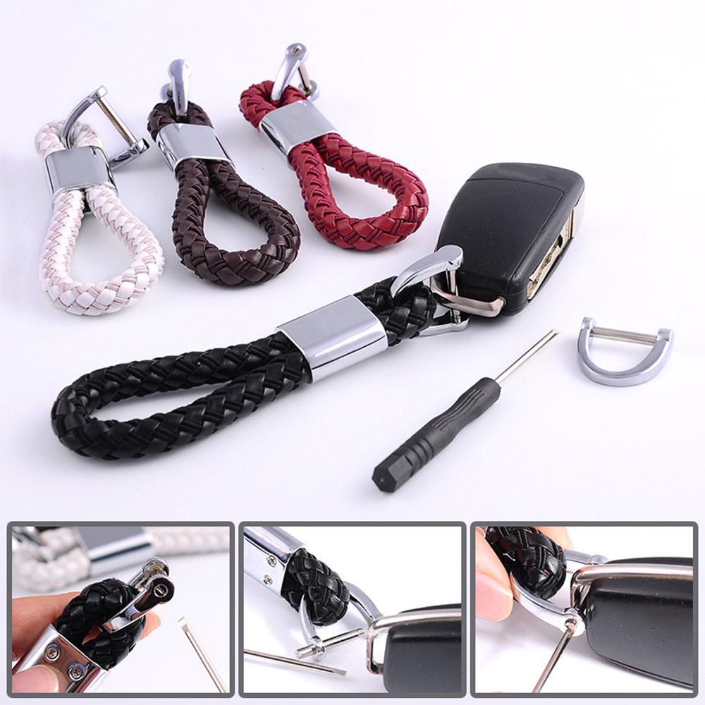 Buy 1Set Fashion Leather Key Chain Braided Car Key Strap Key Rings with ...