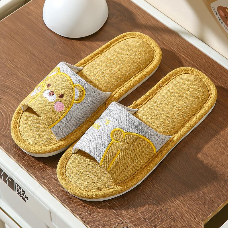 Cheap Linen Fabric Slippers Women Summer Couple Home Home Wooden Floor ...