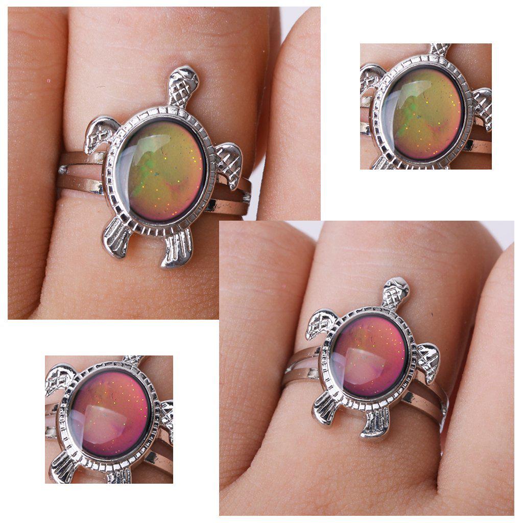 Buy Sea Turtle Color Change Mood Ring Adjustable With Translation Chart ...