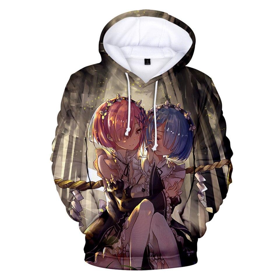 Cheap Re Zero Rem Hoodies New Twin Maid Ram Pocket Hooded 3d Sexy Anime ...