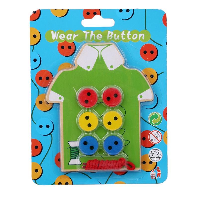 Buy Kids Montessori Beads Lacing Board Wooden Toys Toddler Sew On ...