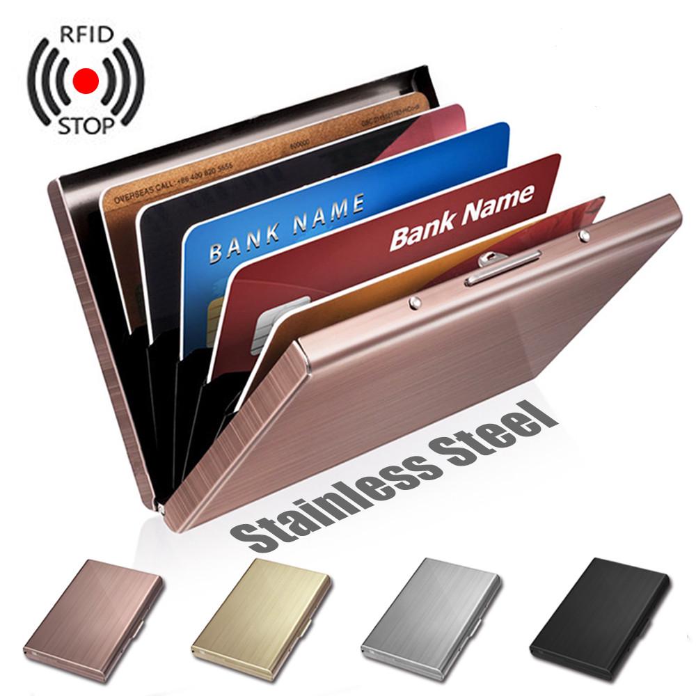 Buy DYT Anti-scan Stainless Steel Credit Card Holder Pouch Purse Wallet ...