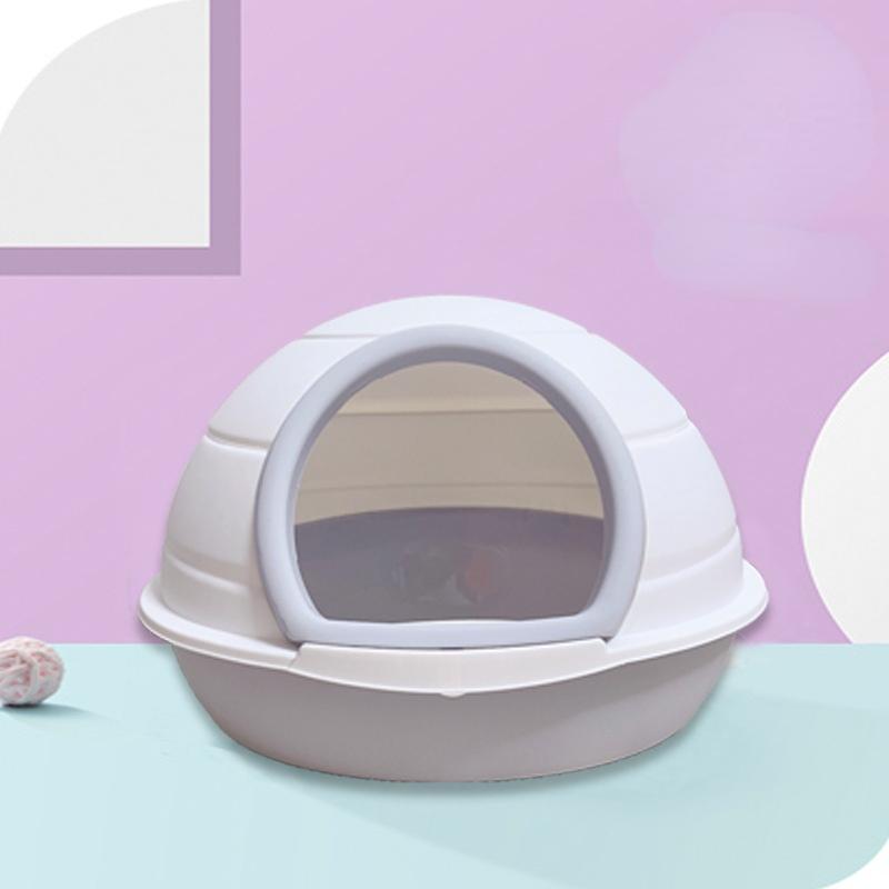 Cheap Fully Enclosed Cat Litter Box Large Splash-proof Round Cat Feces ...