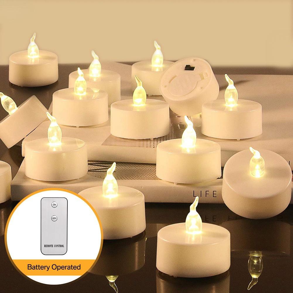 Buy 12PCS Flameless Smokeless Flickering Romantic LED Tea Light Candles ...