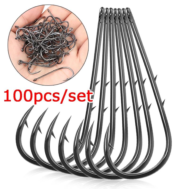 Buy 100pcs/lot Carbon Steel Fishhooks Barbed Fishing Hooks Sea Worm ...