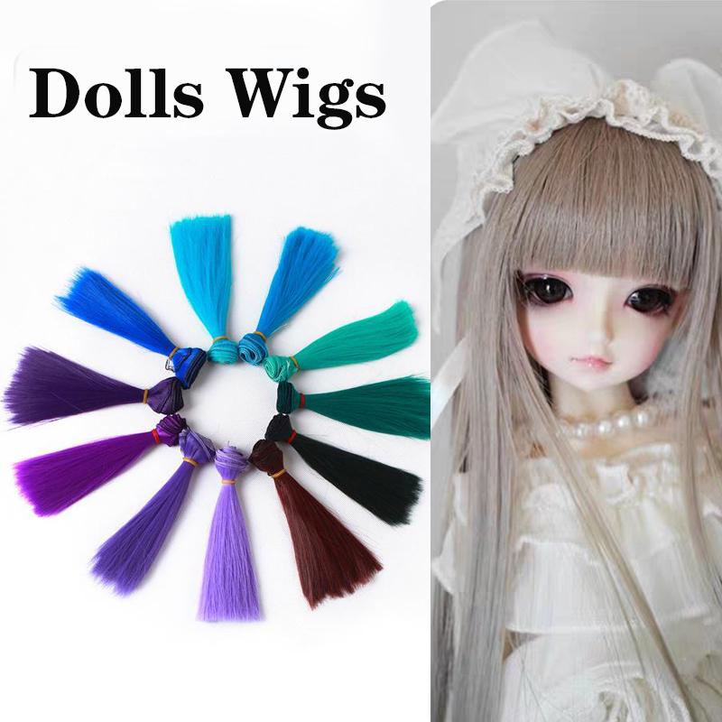 Buy 15cm Doll Colorful Thick Straight Hair Wigs Fashion Childredn DIY ...