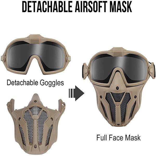 Köp Military Airsoft Mask Detachable Goggles with Anti-fog Fan Tactical ...