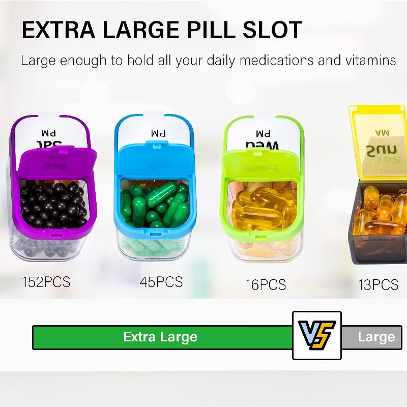 Buy Xtra Large Weekly Pill Organizer 2 Times A Day, Pill Box 7 Day Am ...