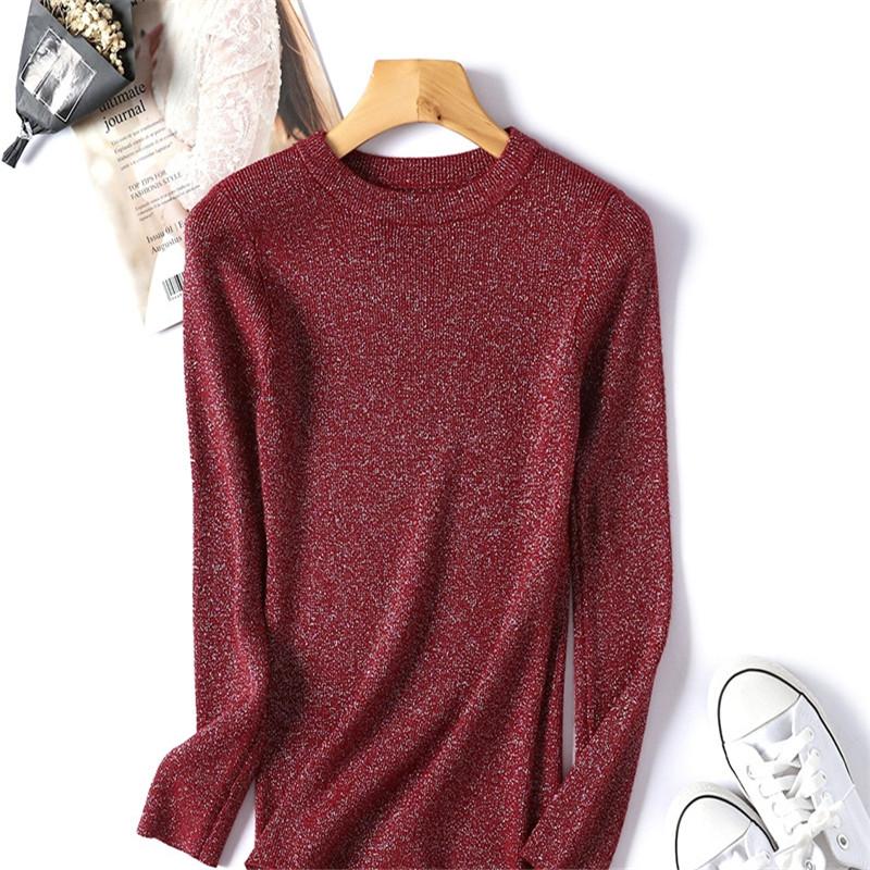 Buy Women Autumn Spring Knitted Sweaters Pullovers O-neck Inner Collar ...