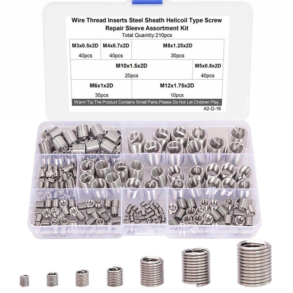 210Pcs 304 Stainless Steel Thread Repair Inserts 7 Sizes Thread Repair ...