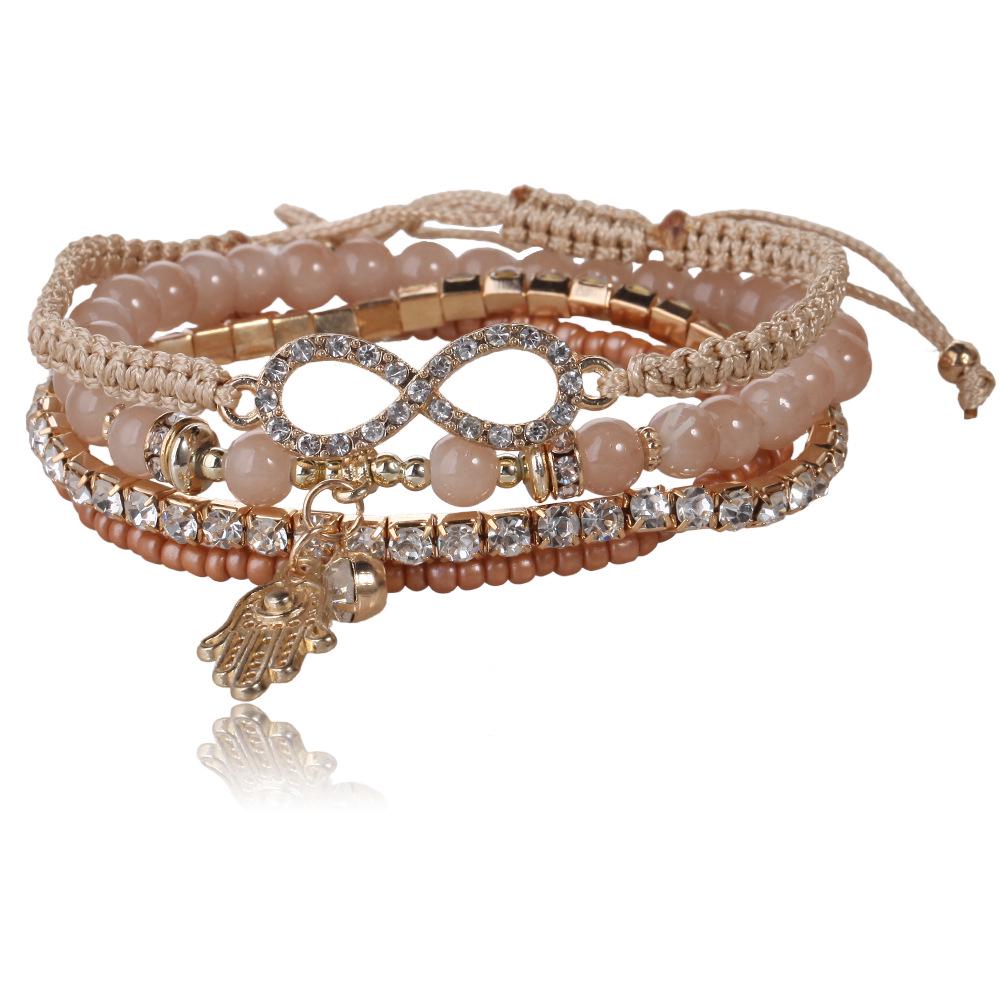 Bracelets Handmade Elastic Bracelet for Women Stretch Multilayer Bead ...