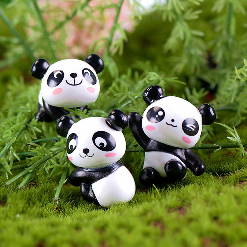 8pcs/set Cute Panda Moss Micro Landscape Resin Funny Panda Miniature ...
